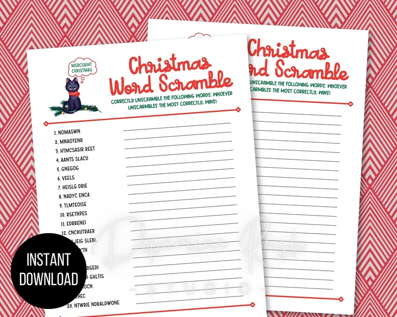 Printable Christmas Game, Printable Christmas Word Scramble, Printable ...