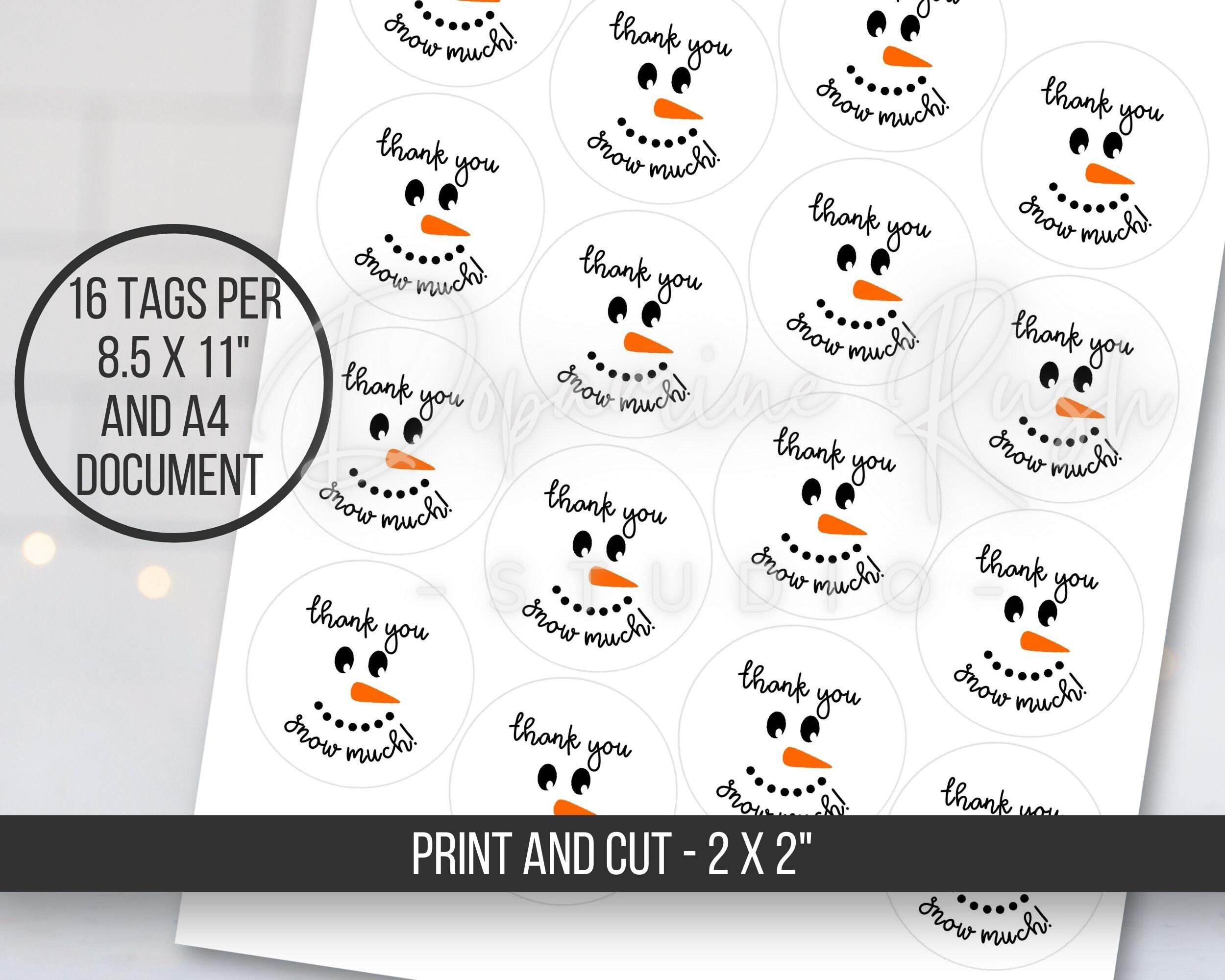 Printable Thank You Snow Much 2” Round Cookie Tags, Christmas Cupcake ...