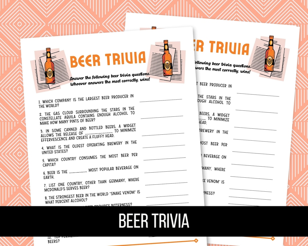 Printable Beer Trivia Beer Games Downloadable Beer Games - Etsy