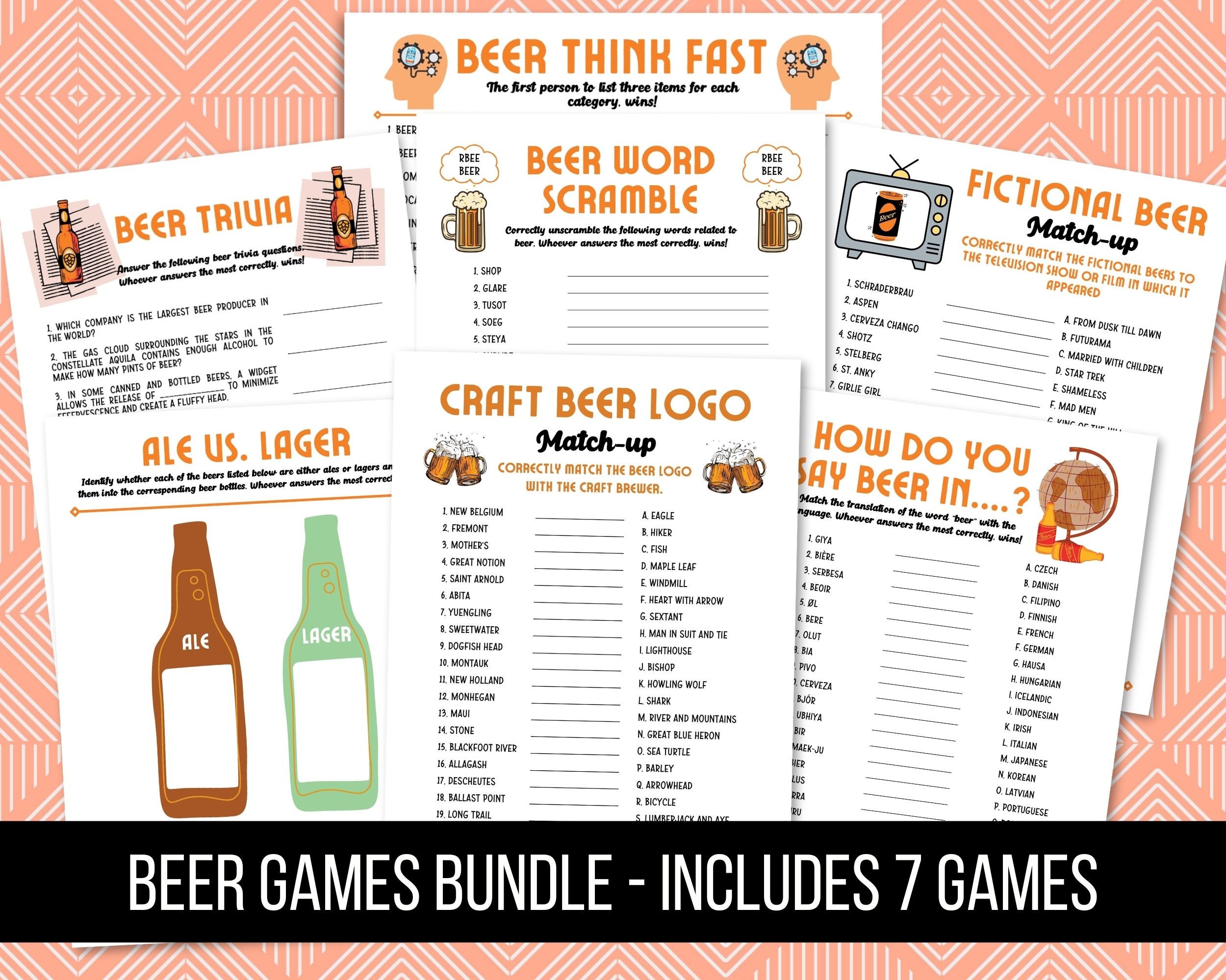 Printable Beer Bundle Beer and Brewery Games Downloadable - Etsy