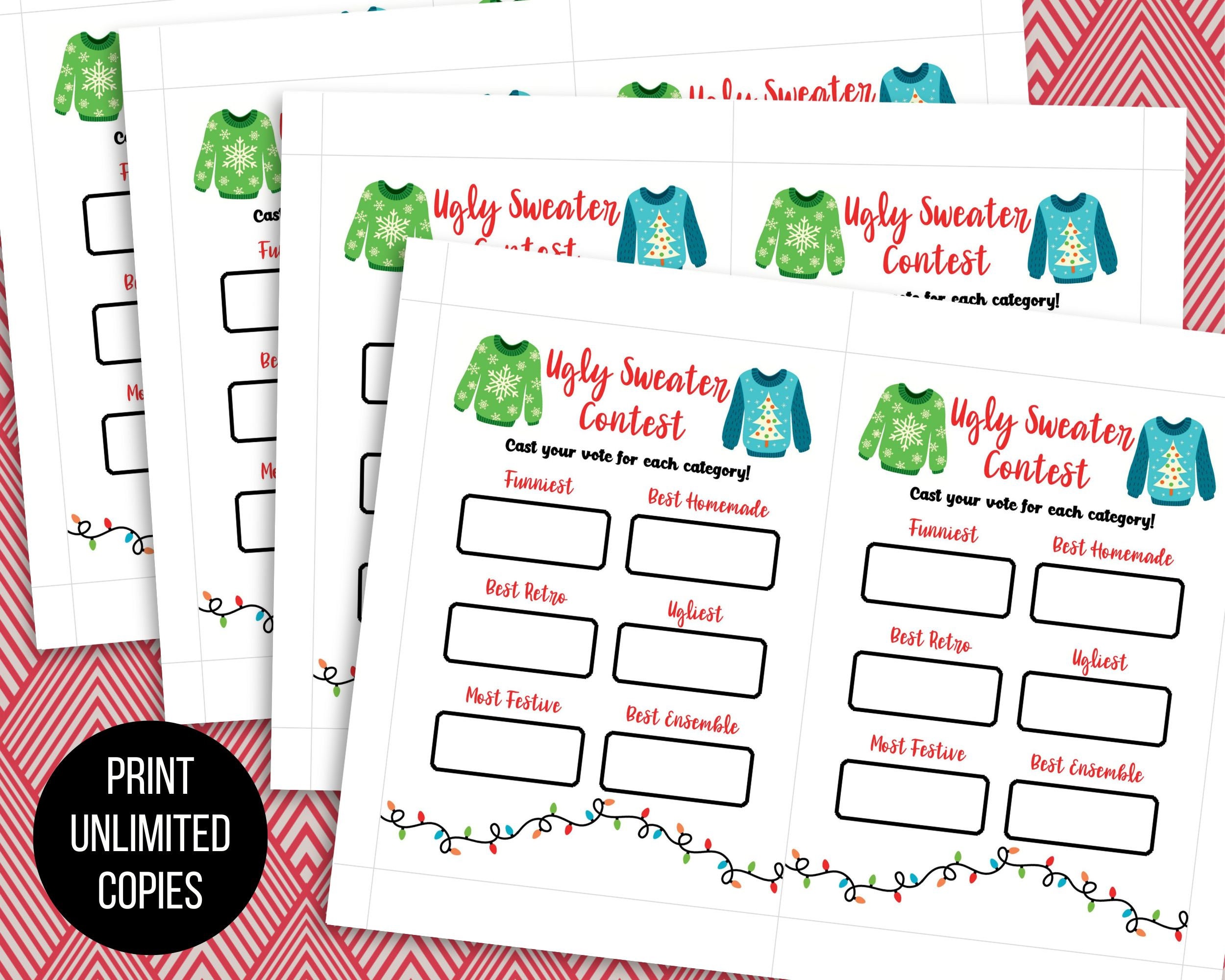 Printable Ugly Sweater Contest 5 X 7" Voting Ballot, Ugly Sweater ...