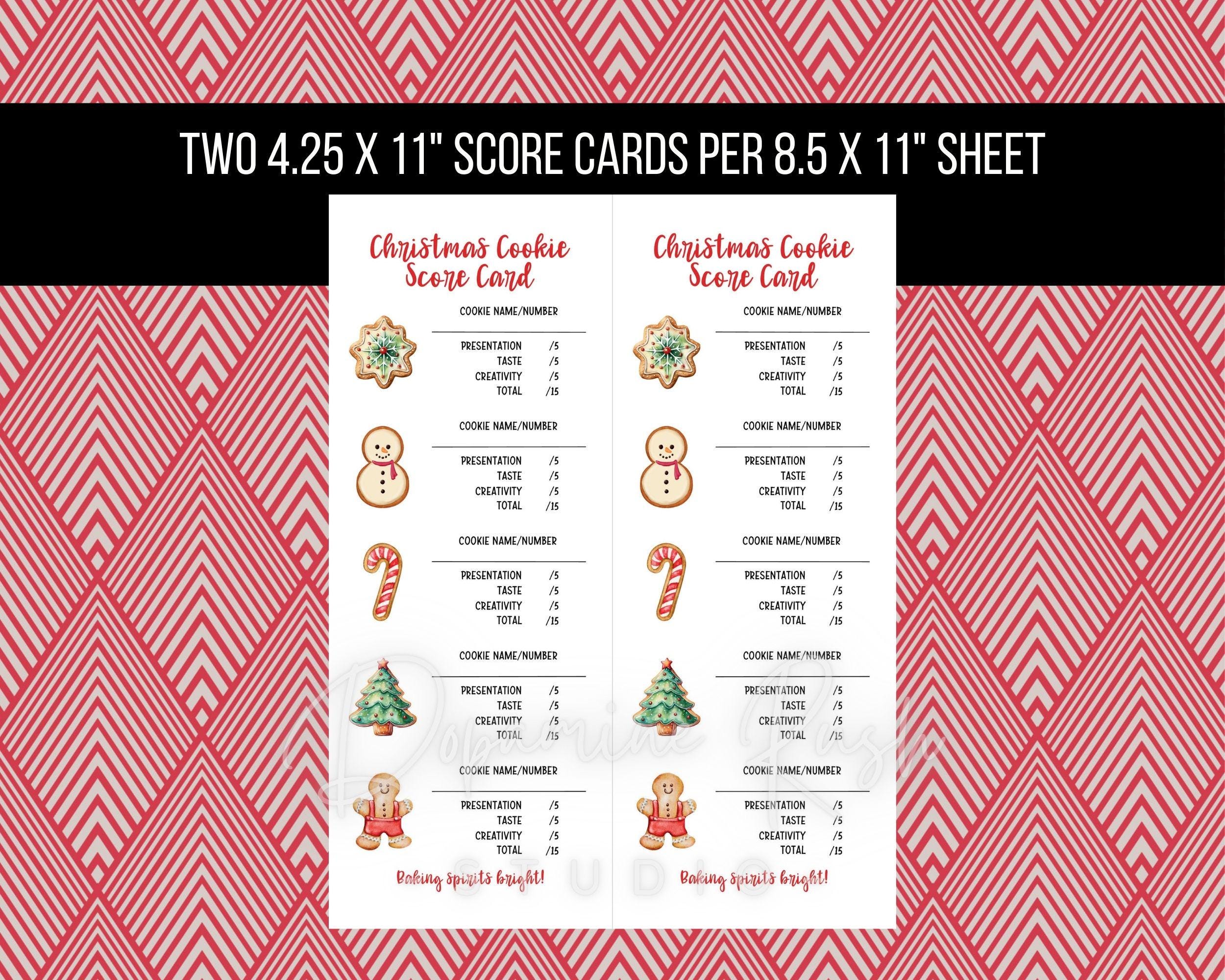Printable Christmas Cookie Score Card, Christmas Cookie Party ...
