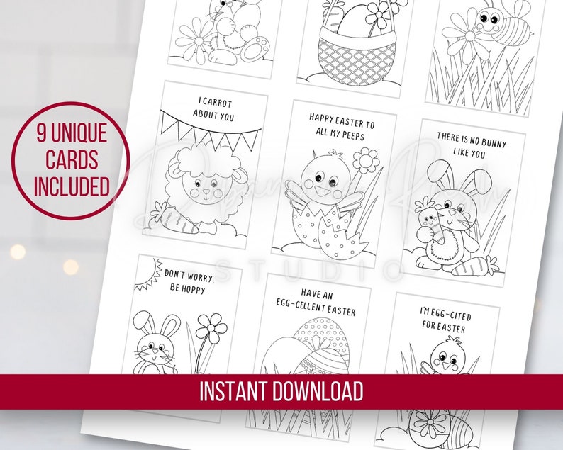 Printable Easter Coloring Cards, Kids Easter Coloring Activity ...