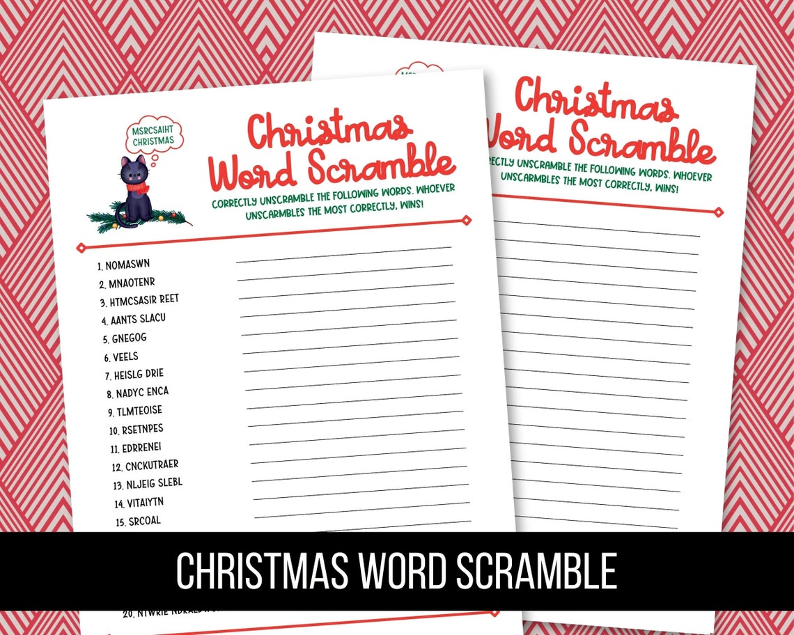 Printable Christmas Game, Printable Christmas Word Scramble, Printable ...