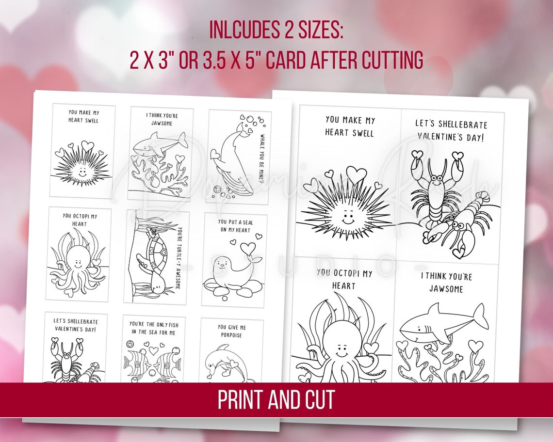 Printable Valentine’s Day Coloring Cards, Classroom Valentines ...