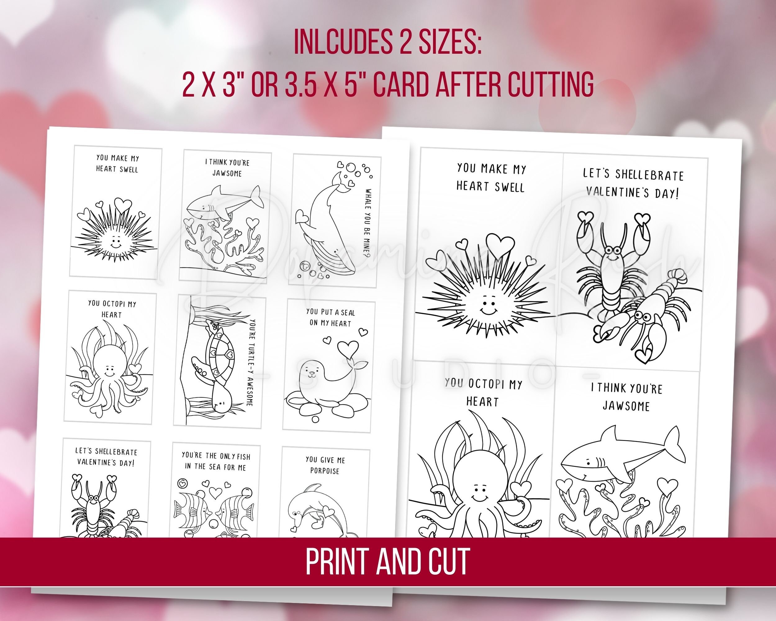 Printable Valentines Day Coloring Cards, Classroom Valentines ...