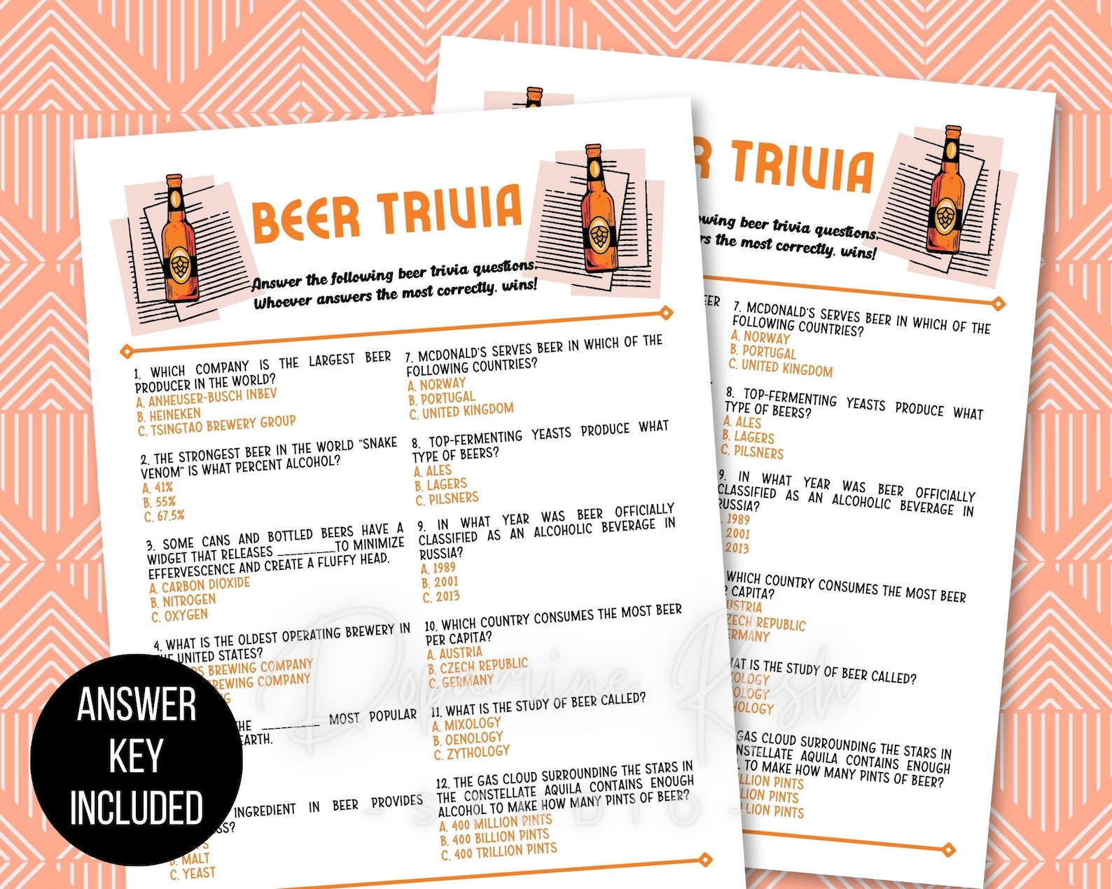 Printable Beer Trivia, Beer Games, Downloadable Beer Games, Bar Trivia ...