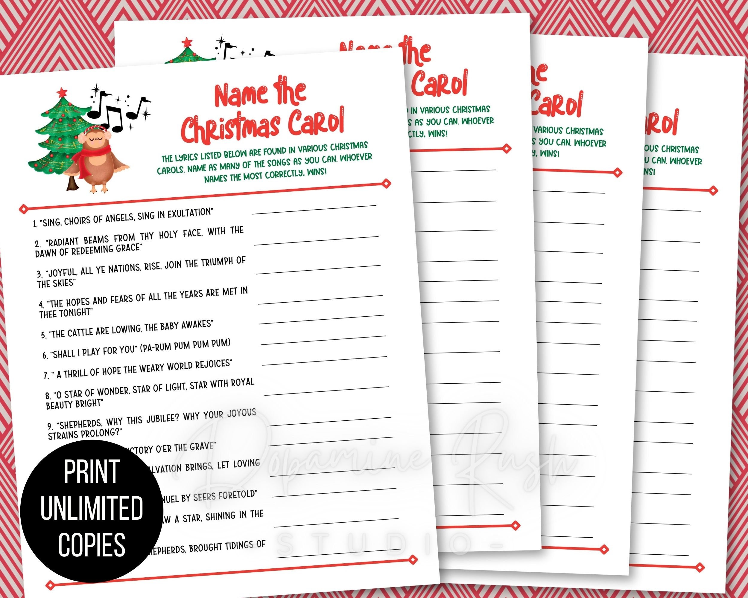 Printable Name the Christmas Carol Game, Religious Christmas Song ...