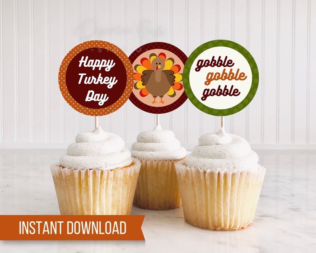 Printable Thanksgiving Cupcake Toppers, Thanksgiving Cupcake Toppers ...
