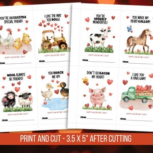 Printable Farm Valentine Cards, Farm Animal Classroom Valentines ...