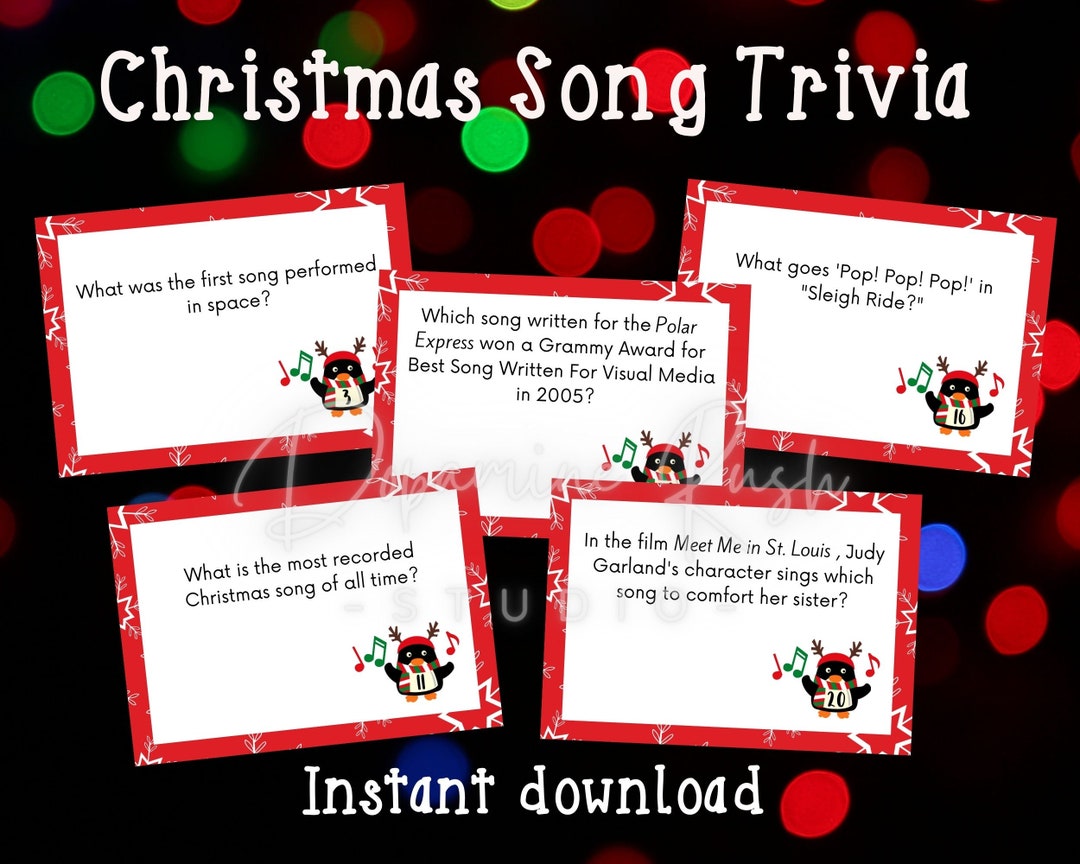 Christmas Song Trivia, Printable Christmas Games, Christmas Trivia ...