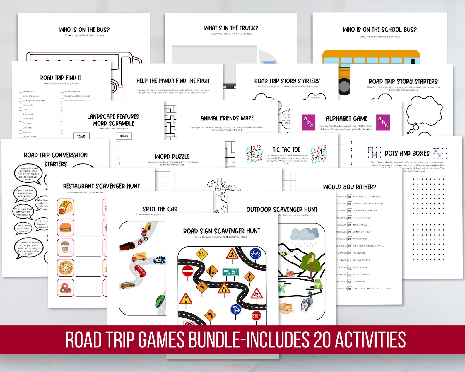 Printable Road Trip Games, Road Trip Games for Kids, Family Games ...