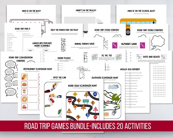 Printable Road Trip Games Road Trip Games for Kids Family - Etsy