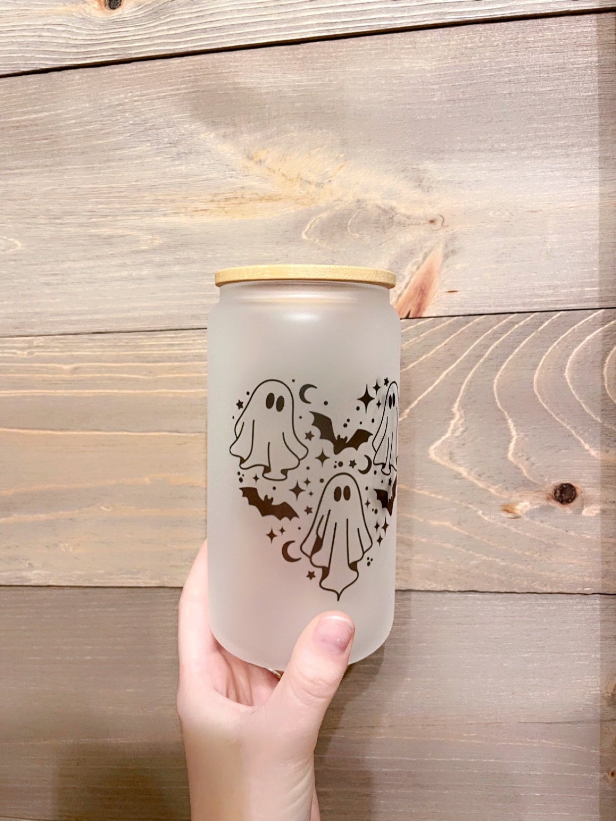 Ghost Libby Glass Heart With Ghost Cup for Halloween Ghost Cup Spooky ...