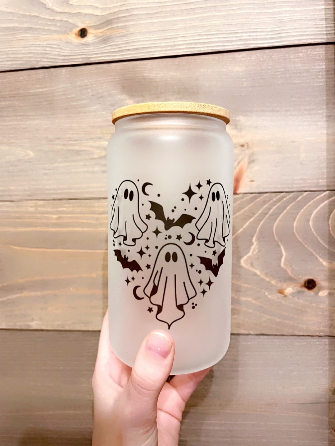 Ghost Libby Glass Heart With Ghost Cup for Halloween Ghost Cup - Etsy