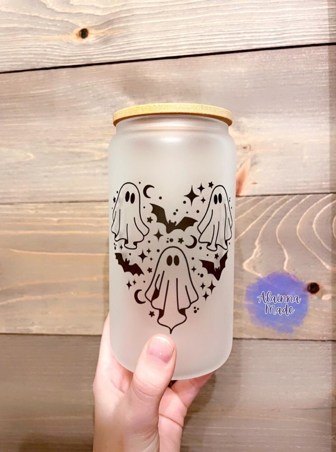 Ghost Libby Glass Heart With Ghost Cup for Halloween Ghost Cup Spooky ...
