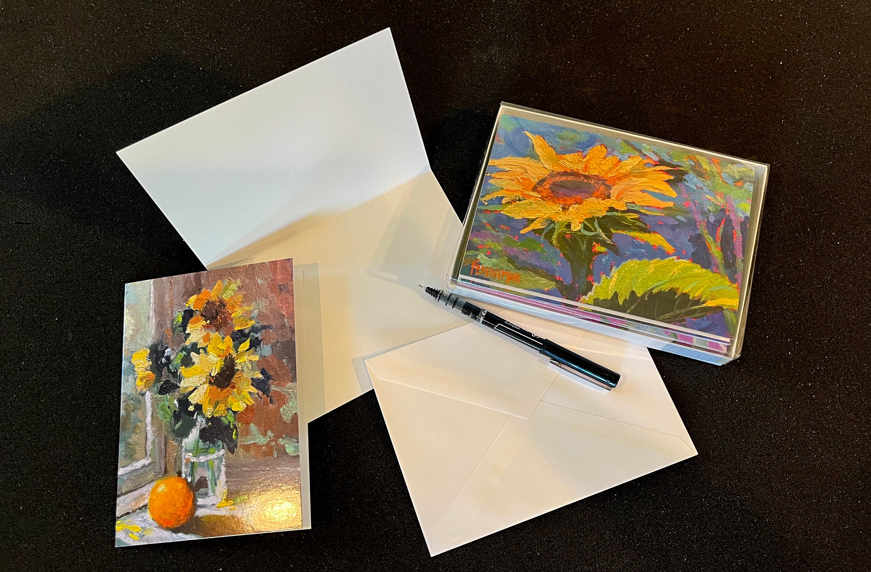 Sunflower Note Cards Stationary Set Sunflower Cards 10 Count Painted ...