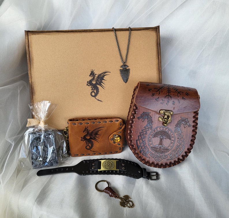 Medieval Renaissance Dragon Gift Box With Leather Belt Bag Pouch - Etsy