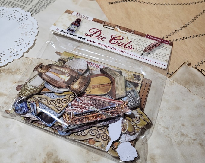 Vintage Library Scrapbooking Die Cuts Embellishments Ephemera Junk ...