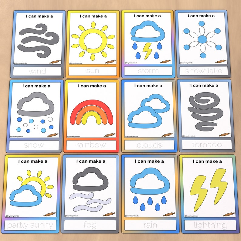 Weather Play Dough Mats, Printable Fun for Fine Motor Skills, Preschool ...