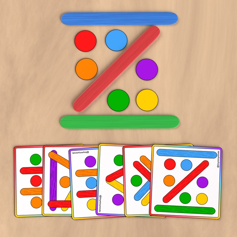 Popsicle Stick Color Sorting Cards: Fine Motor Skills Activity (digital ...