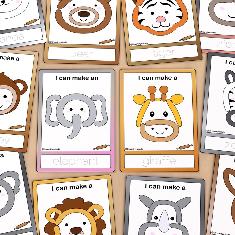 Zoo Animals Play Dough Mats, Printable Fun for Fine Motor Skills ...