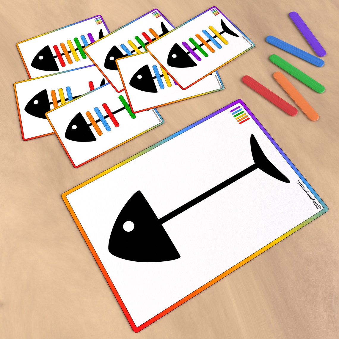 Popsicle Sticks Color Sorting Activity Cards, Printable Fun for Fine ...