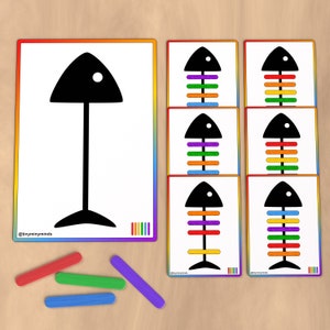 Popsicle Sticks Color Sorting Activity Cards, Printable Fun for Fine ...