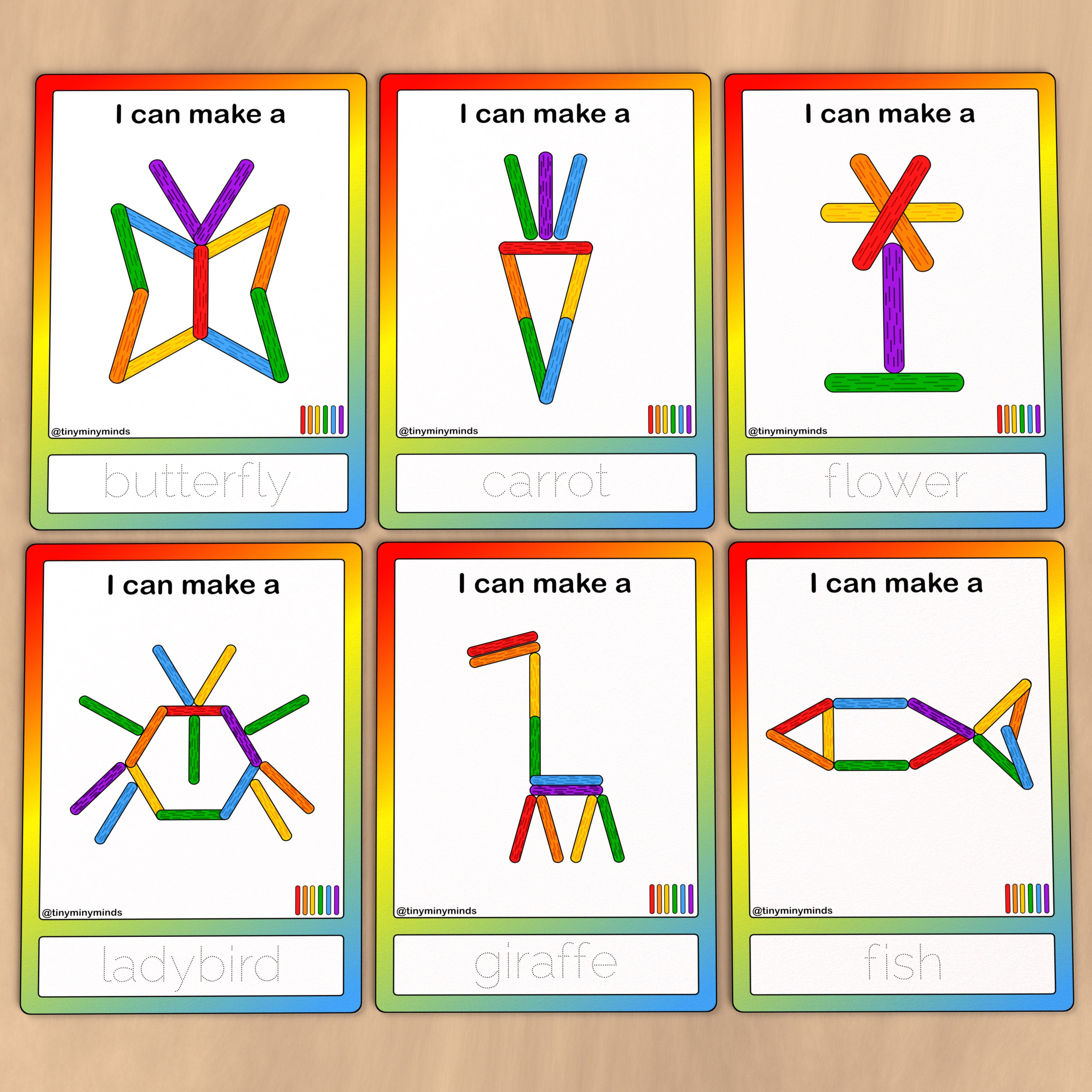Popsicle Sticks Activity Cards: Fine Motor Skills, Preschool Learning ...