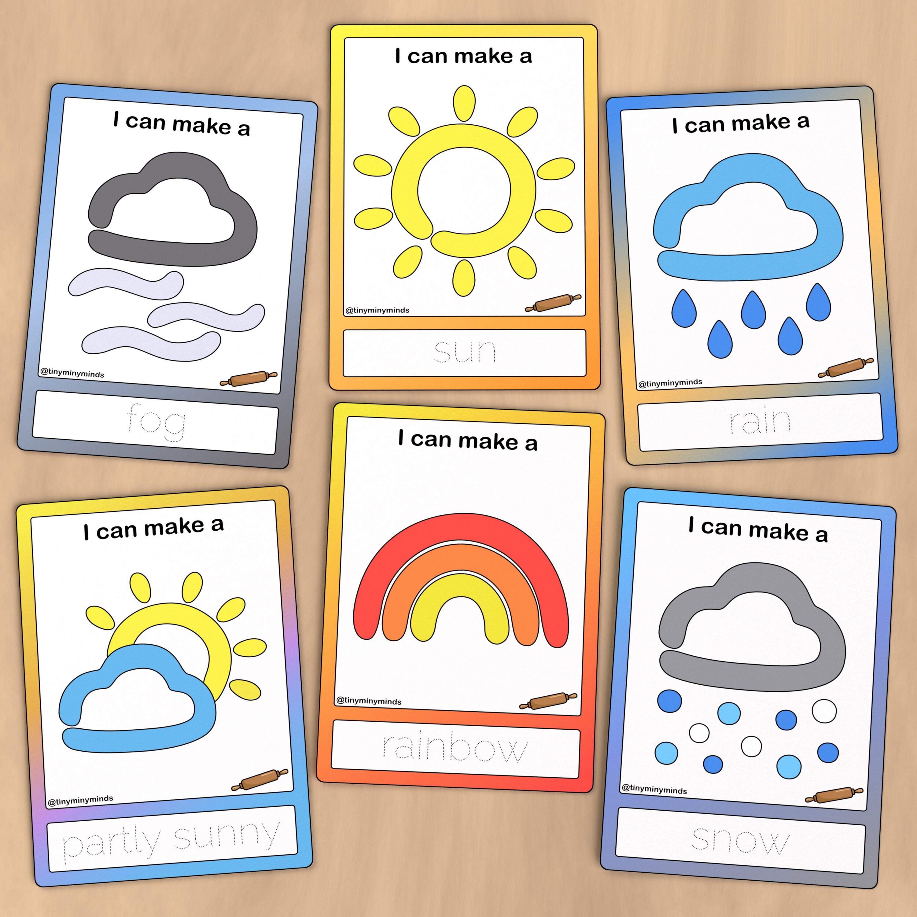 Weather Play Dough Mats, Printable Fun for Fine Motor Skills, Preschool ...