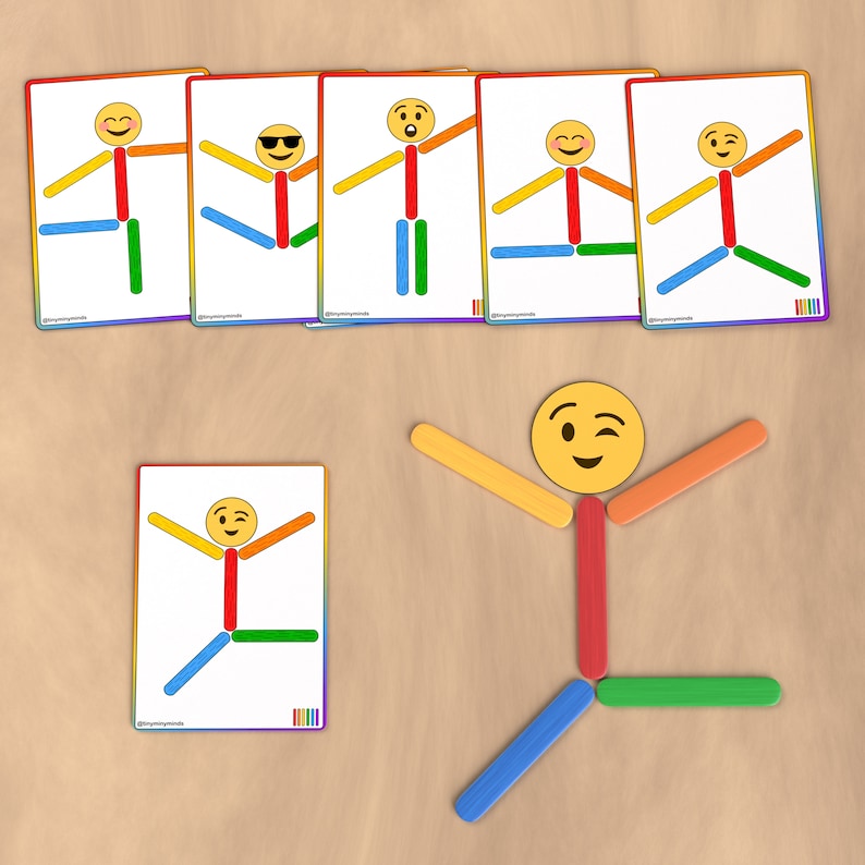 Popsicle Stick Stickman Activity Cards, Printable Learning Games ...