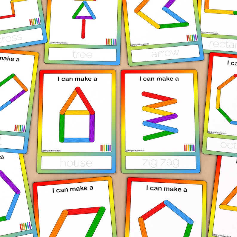 Popsicle Sticks Shapes Activity Cards, Printable Fun for Fine Motor ...