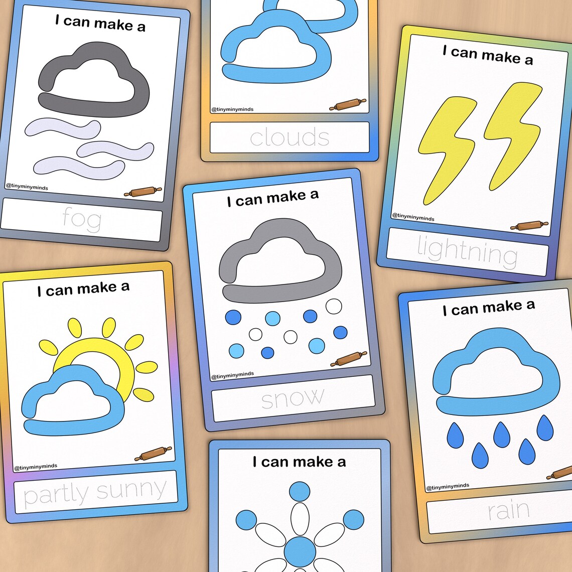 Weather Play Dough Mats, Fine Motor Skills Learning Games, Printables ...