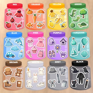 Color Sorting Jars Printable: Fine Motor Skills Activity (PDF) - Etsy