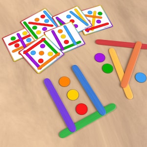 Popsicle Sticks and Circle Color Sorting Activity Cards, Printable Fun ...