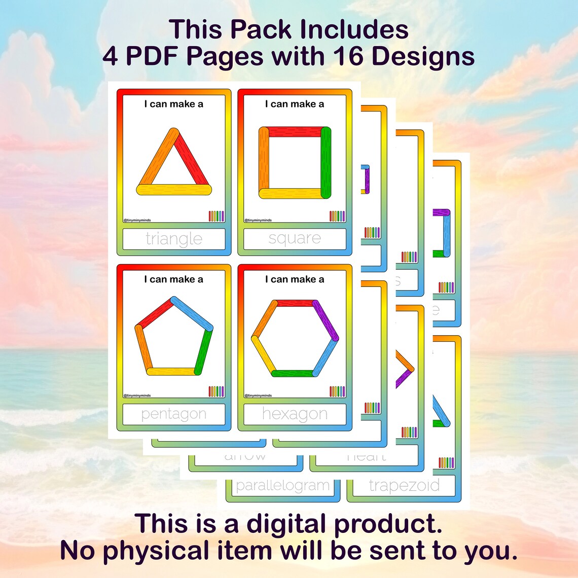 Popsicle Sticks Shapes Activity Cards, Printable Fun for Fine Motor ...