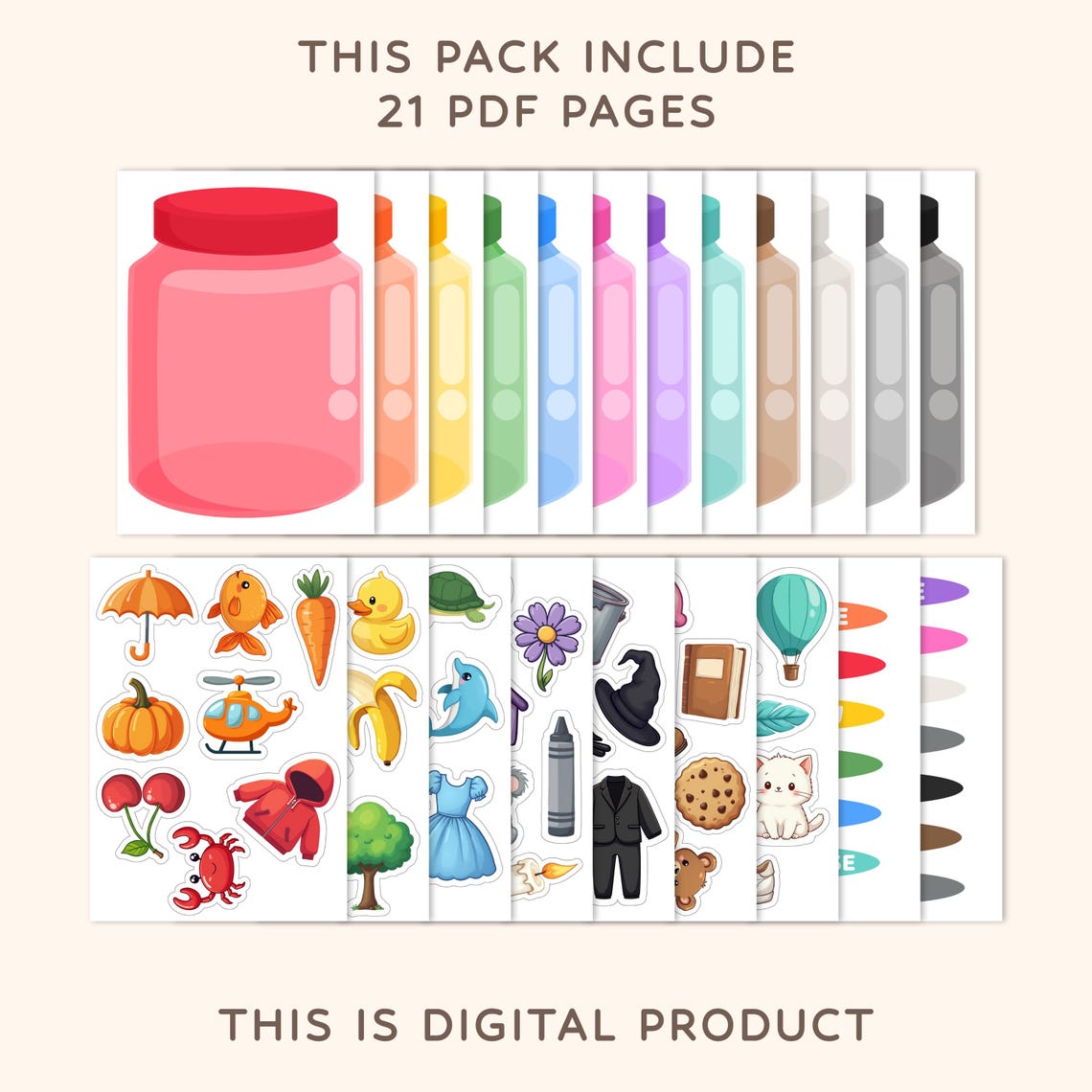 Color Sorting Jars Printable: Fine Motor Skills Activity (PDF) - Etsy ...