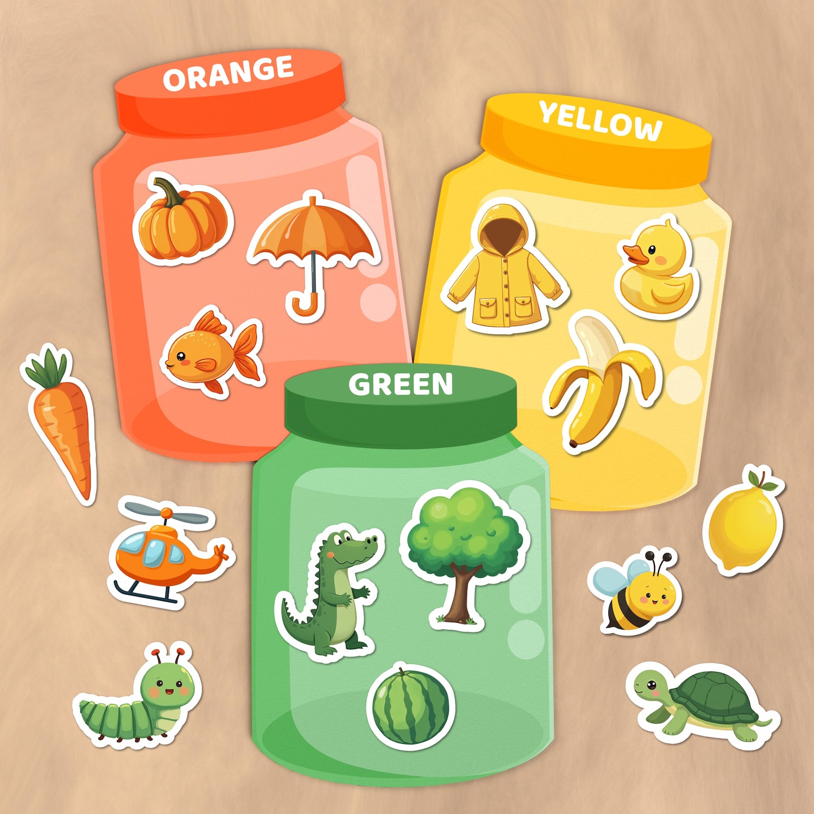 Color Sorting Jars Printable: Fine Motor Skills Activity (PDF) - Etsy ...