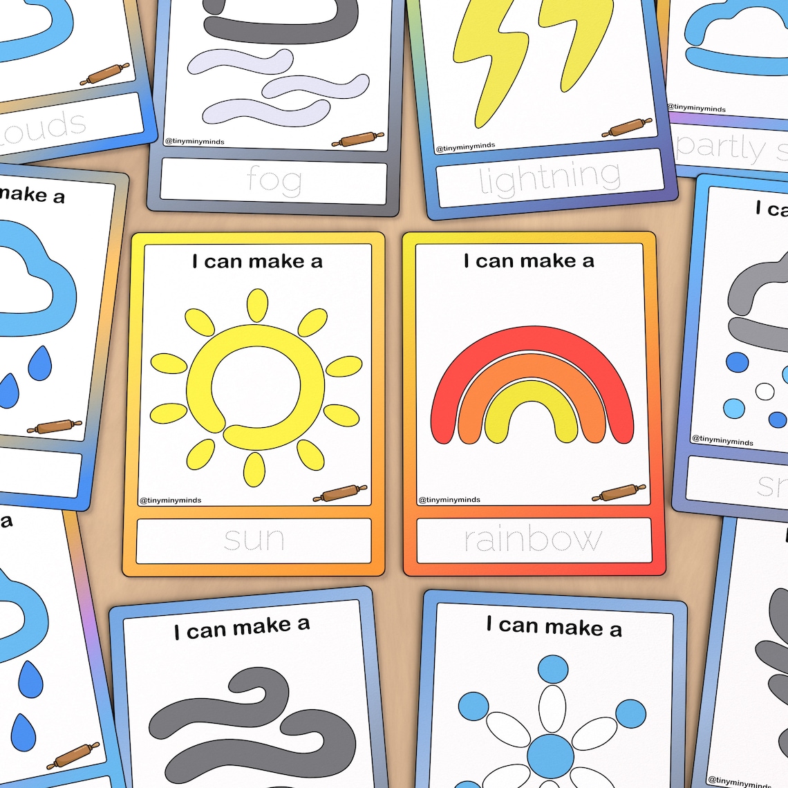 Weather Play Dough Mats, Fine Motor Skills Learning Games, Printables ...