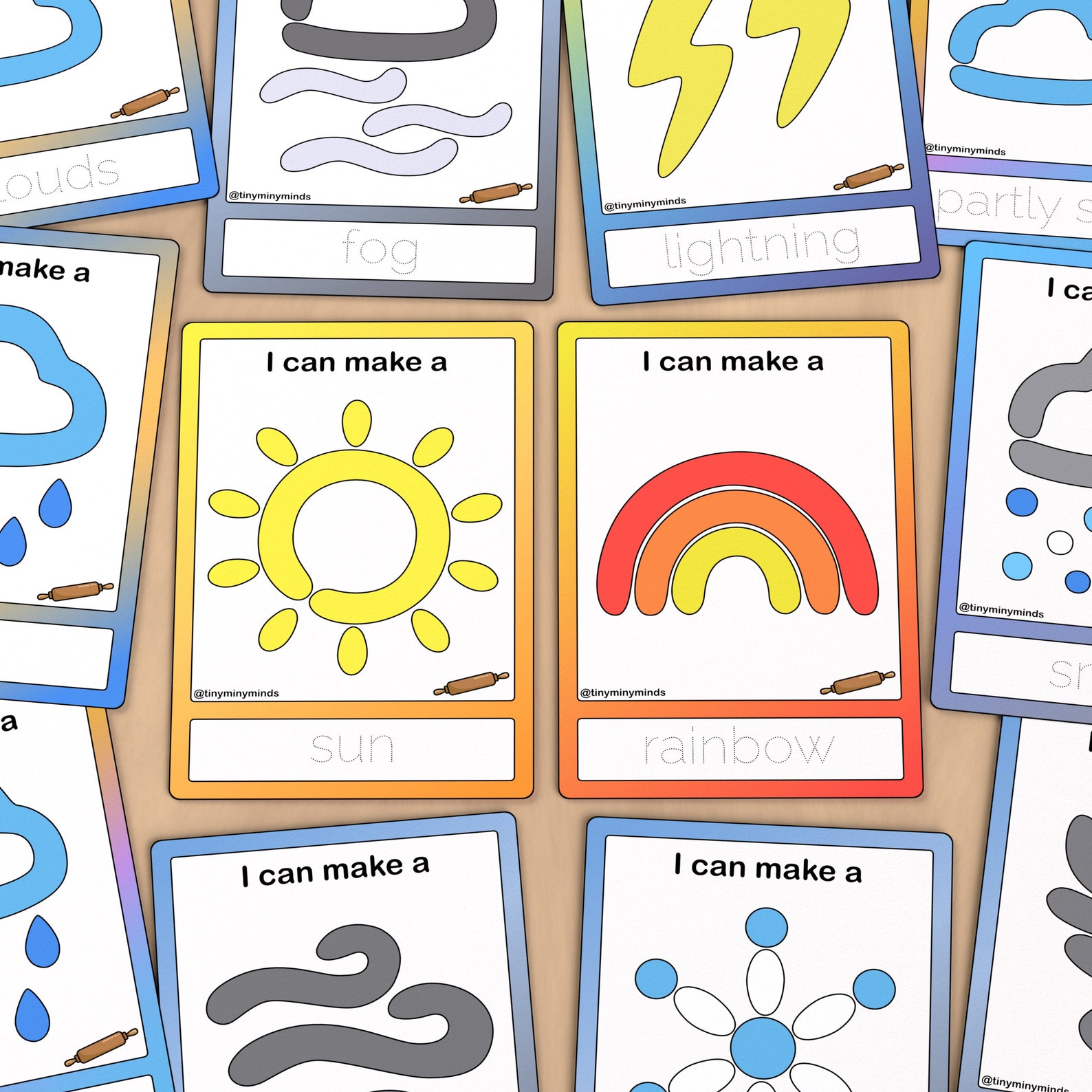 Weather Play Dough Mats, Fine Motor Skills Learning Games, Printables ...