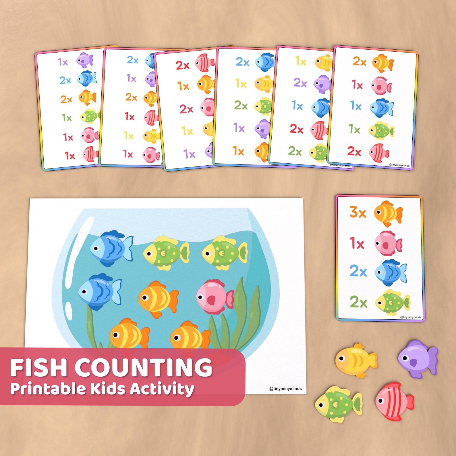 Fish Counting Activity: Fine Motor Skills, Preschool Learning (PDF ...