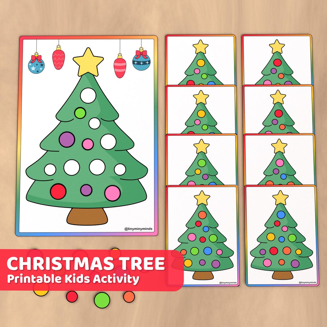 Christmas Tree Colored Balls Placement Game, Printable Pattern Activity ...