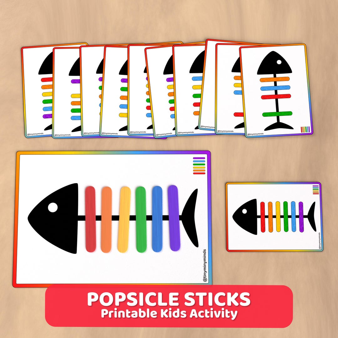 Popsicle Stick Color Sorting Cards: Preschool Fine Motor Skills (PDF ...