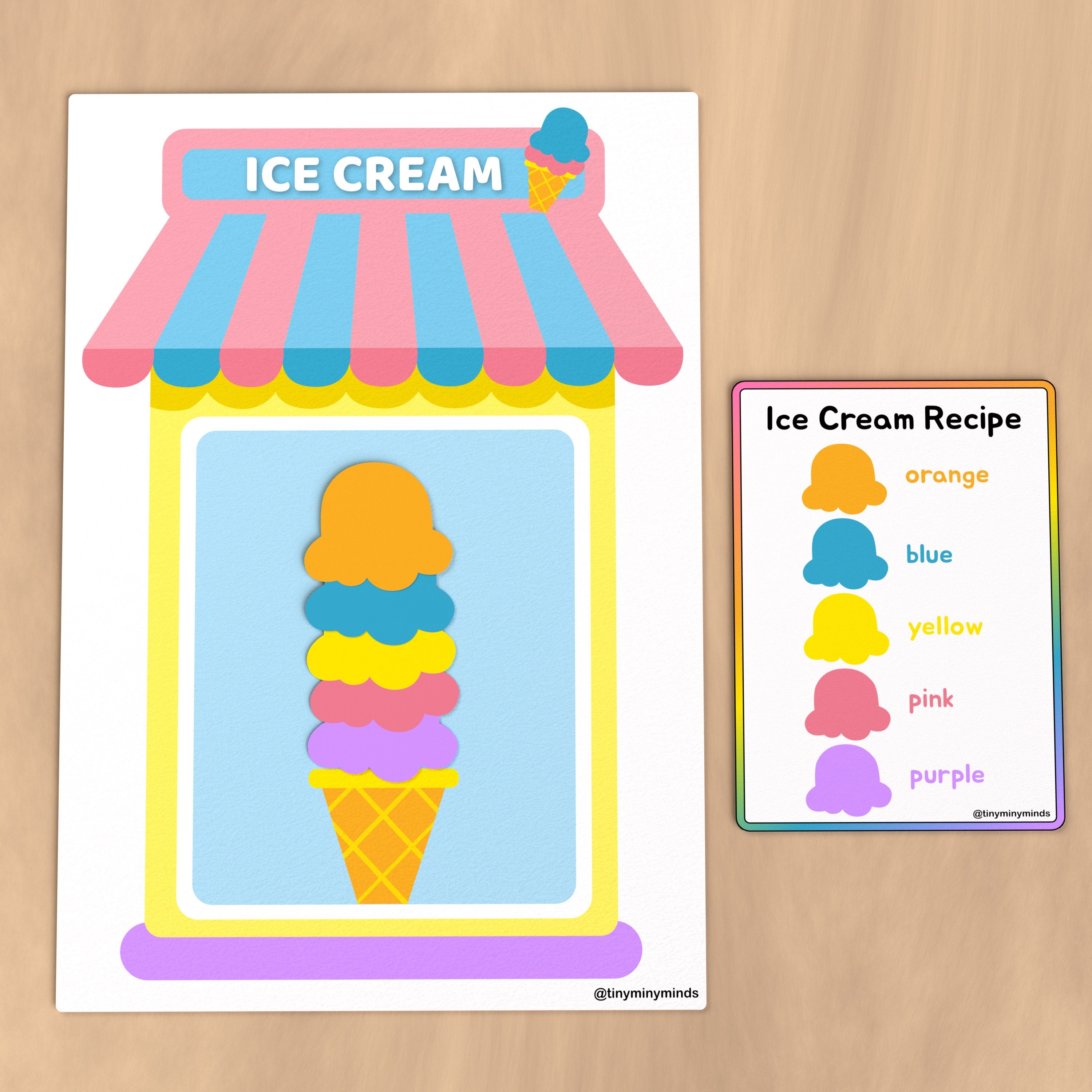 Ice Cream Recipe Game: Printable Color Matching Activity (digital ...