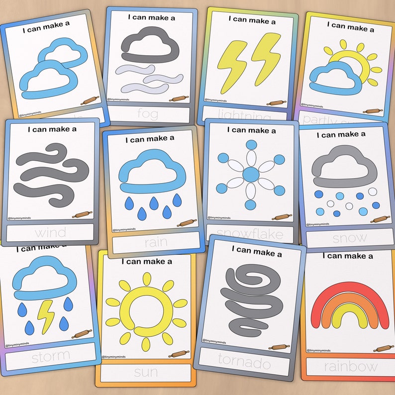 Weather Play Dough Mats, Printable Fun for Fine Motor Skills, Preschool ...