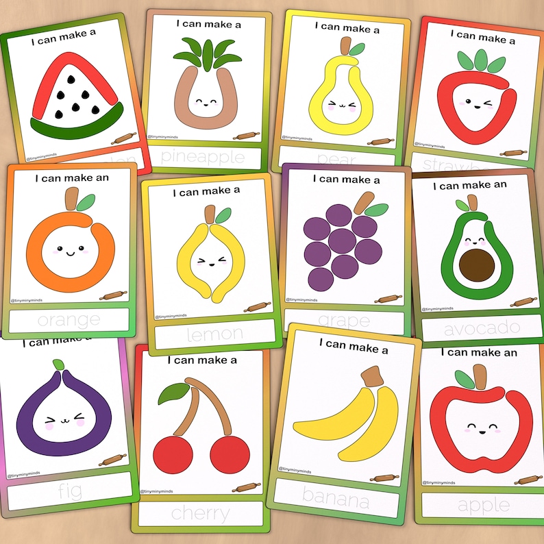 Fruits Play Dough Mats: Fine Motor Skills, Preschool Learning (digital ...