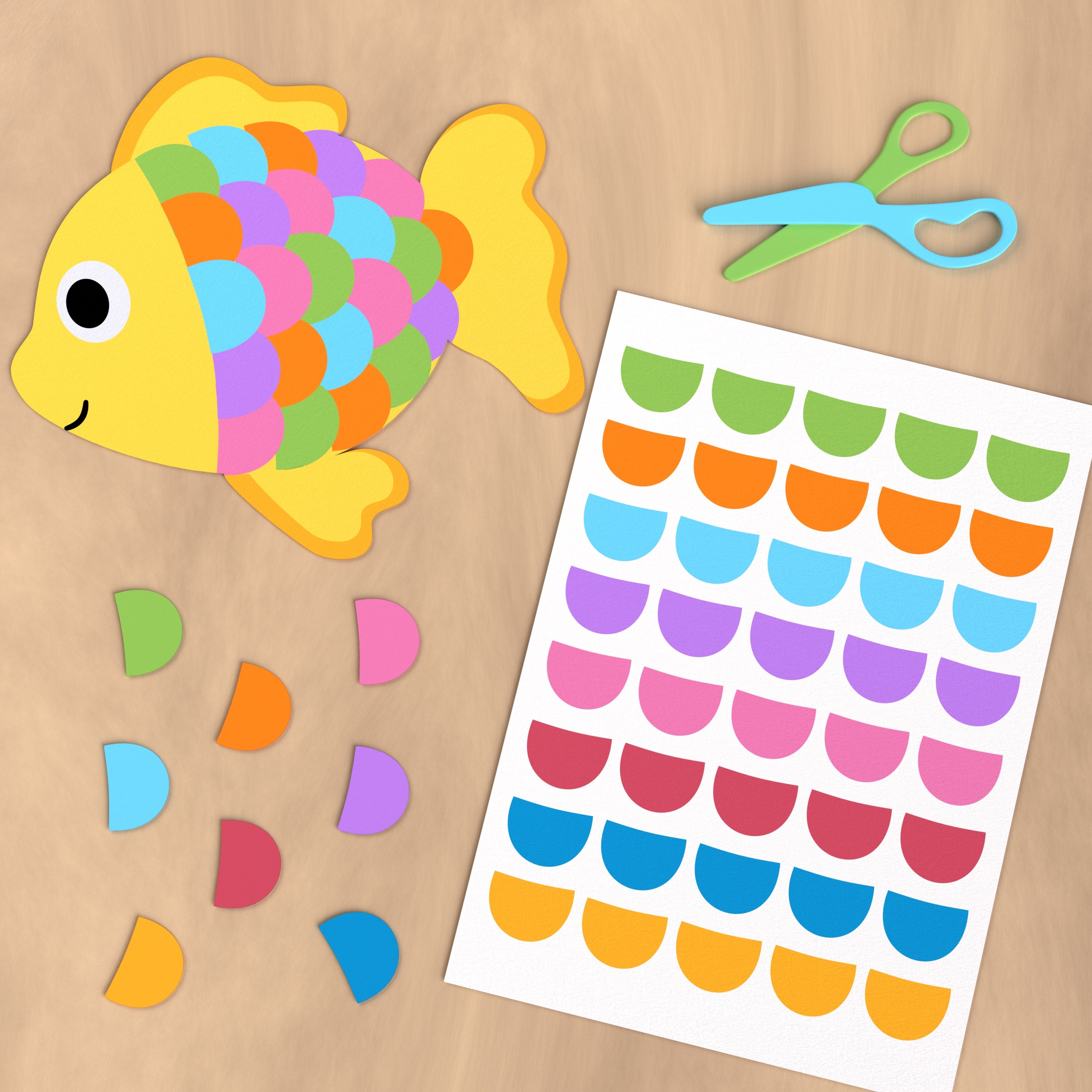 Fish Cut and Paste Craft: Preschool Learning Activity (digital Download ...