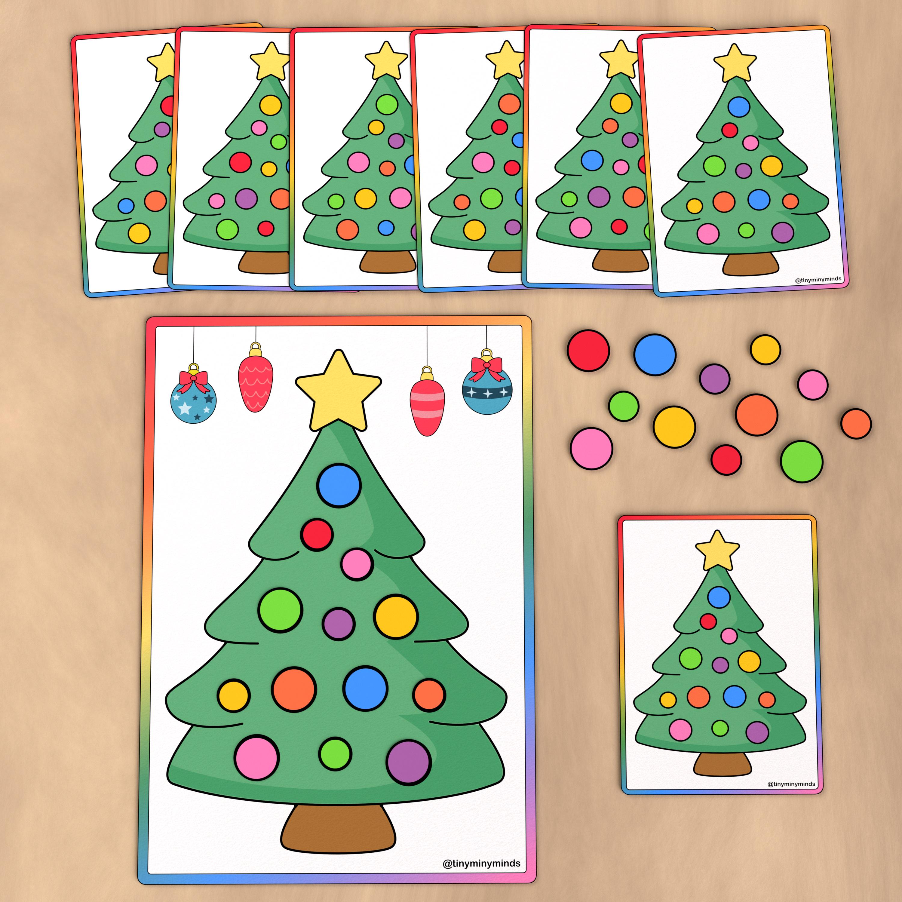 Christmas Tree Color Ball Placement Game: Preschool Printable (PDF) - Etsy