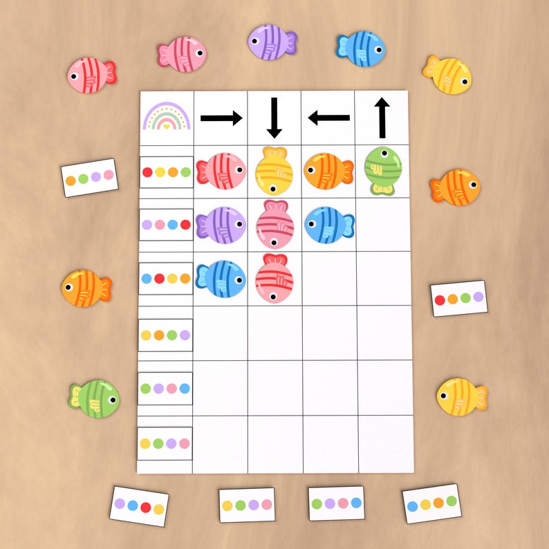 Fish Arrow Color Coding Game: Preschool Homeschool Activity (PDF ...