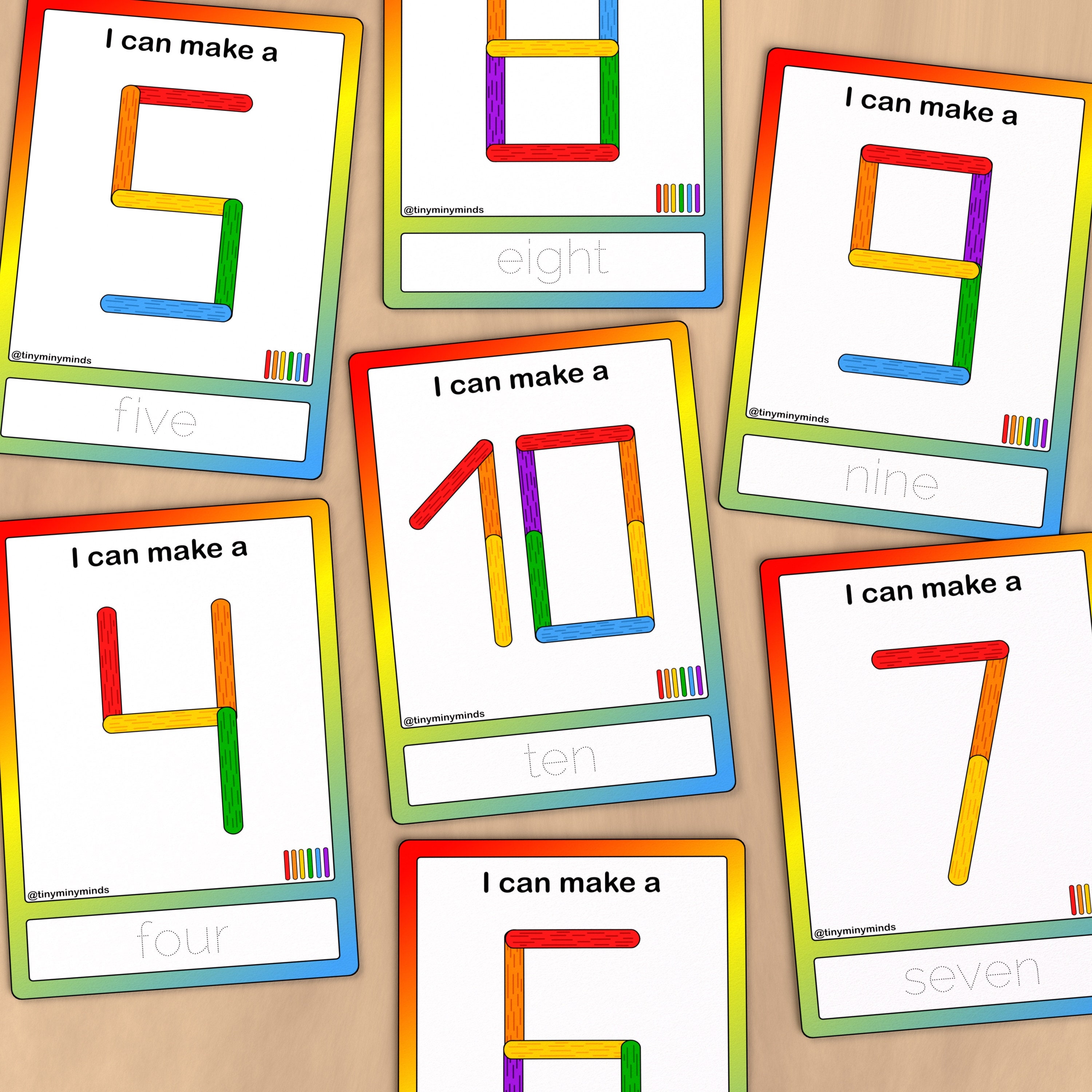 Popsicle Sticks Number Cards: Fine Motor Skills Activity (digital ...